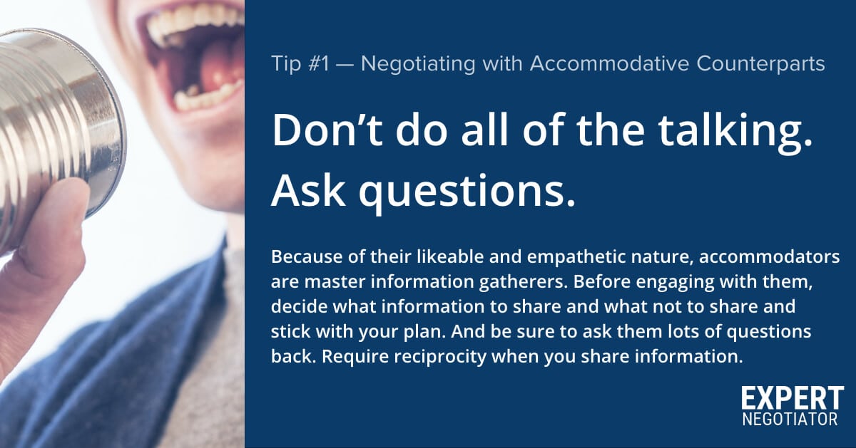 Tips for Negotiating with Accommodative Counterparts • Expert Negotiator